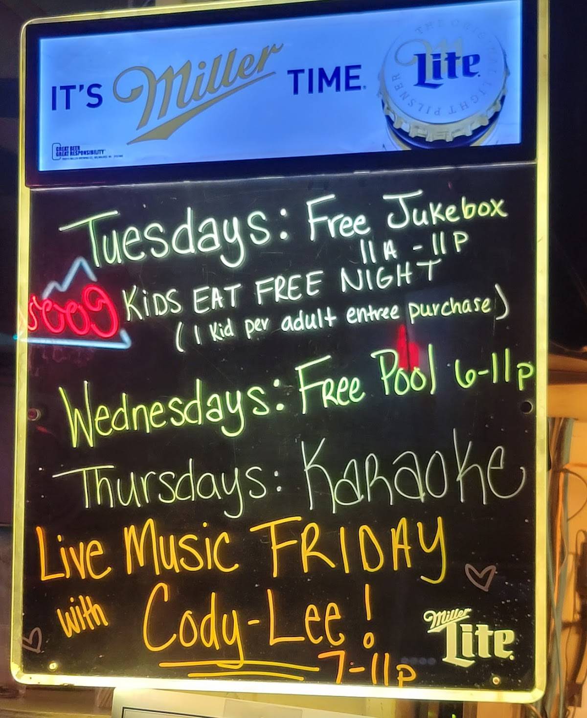Menu at Oasis Bar & Grill, Cottondale