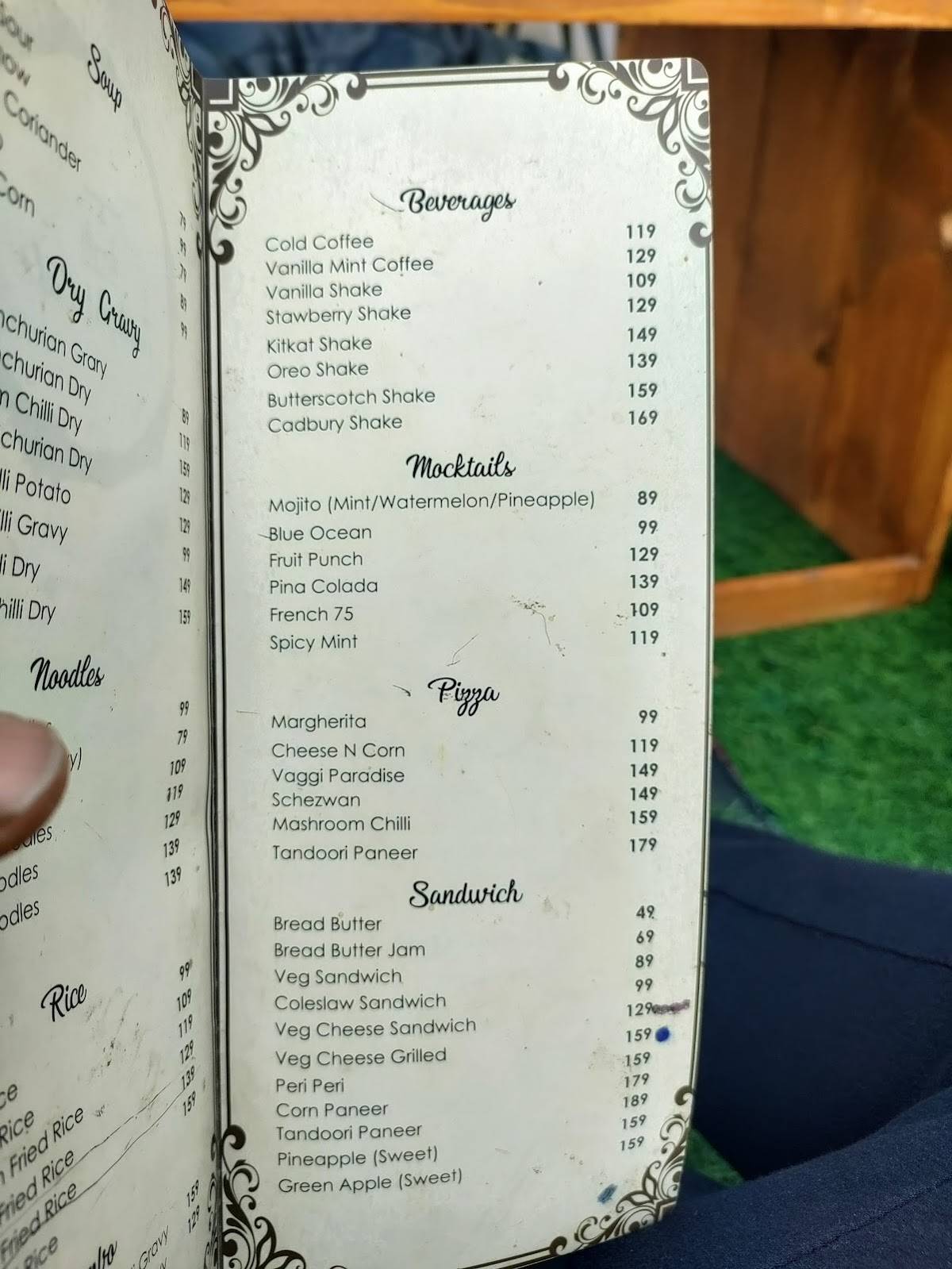 Menu at Twilight Cafe, Vadodara