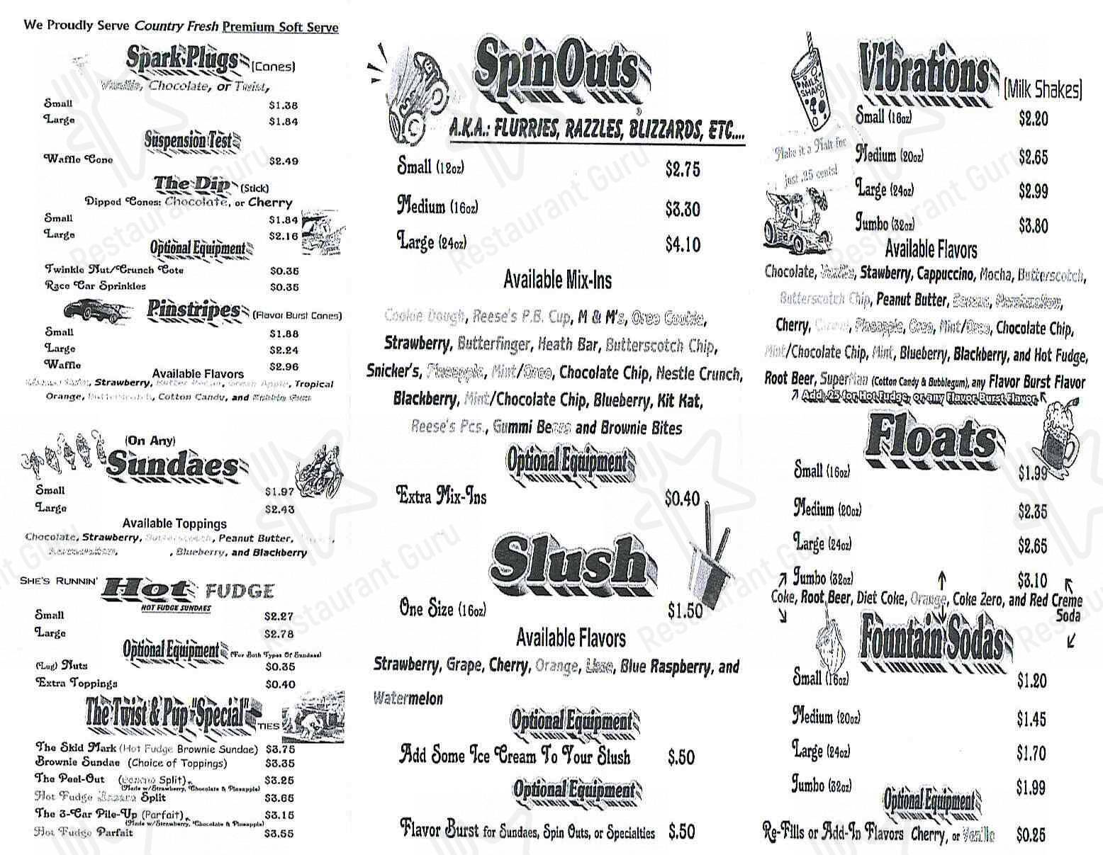 Menu at Twist & Pup, Indianapolis