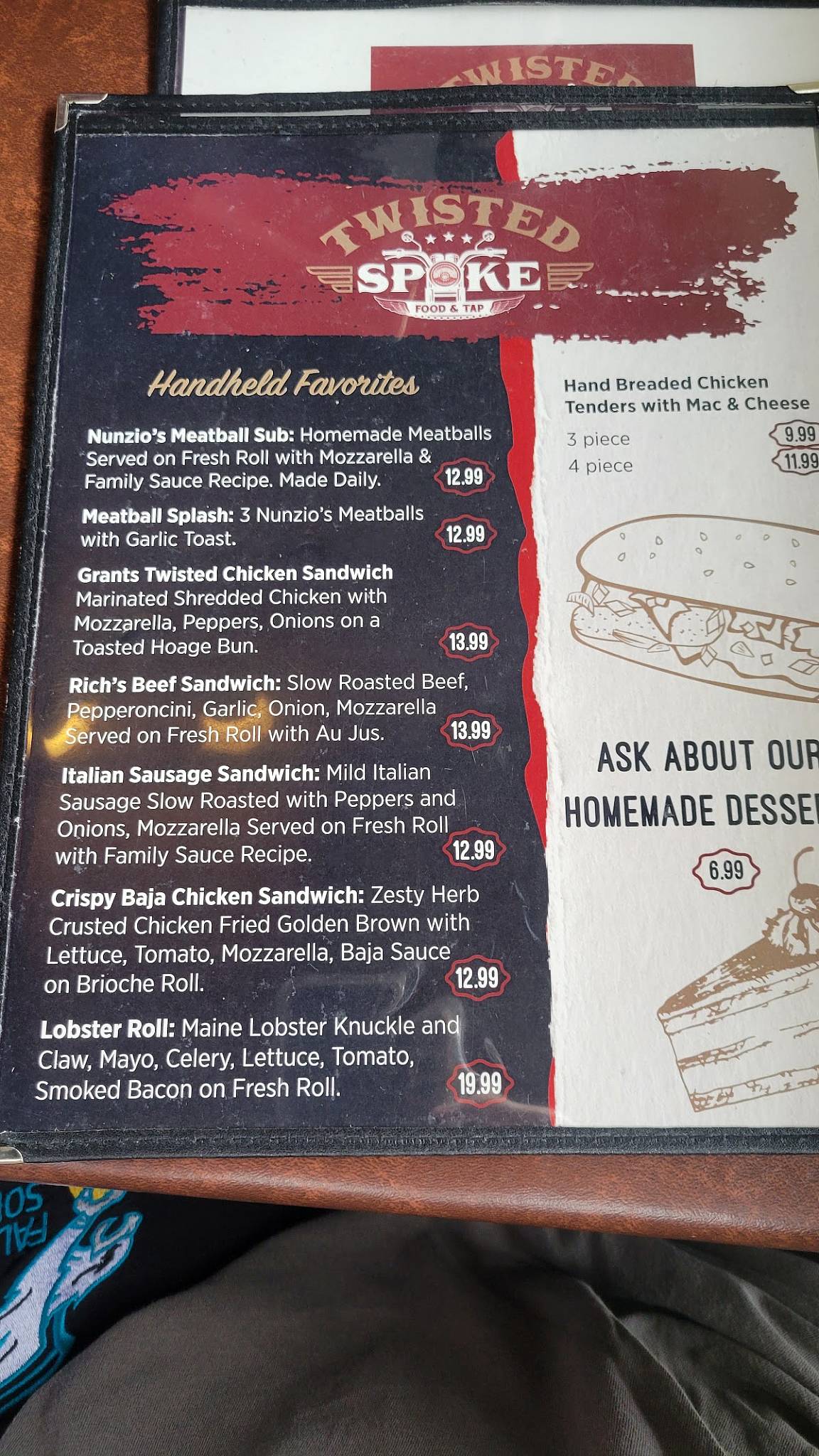 Menu at Twisted Spoke BBQ, Maggie Valley