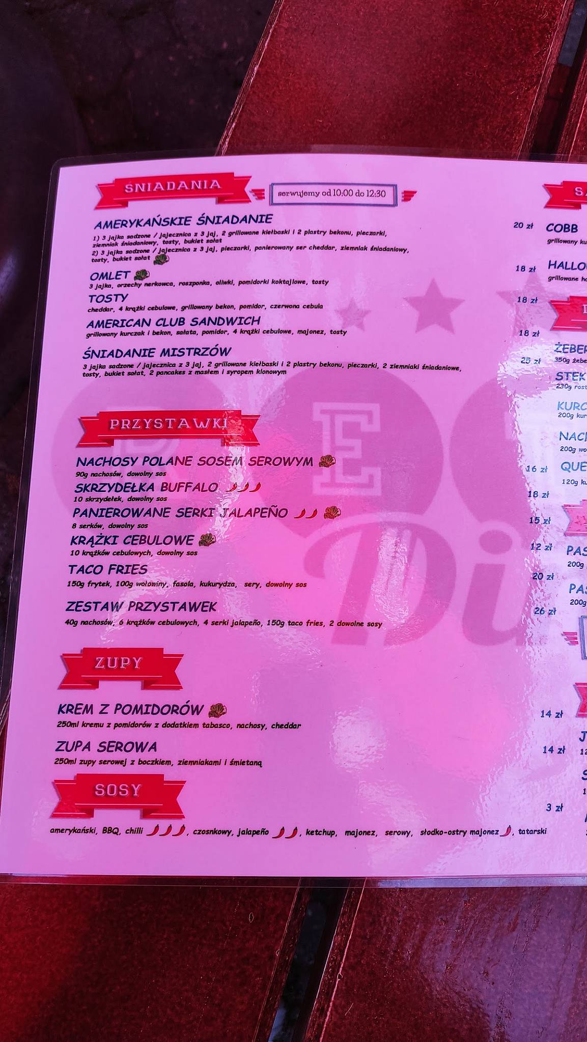 Menu at Retro Diner BBQ, Tychy