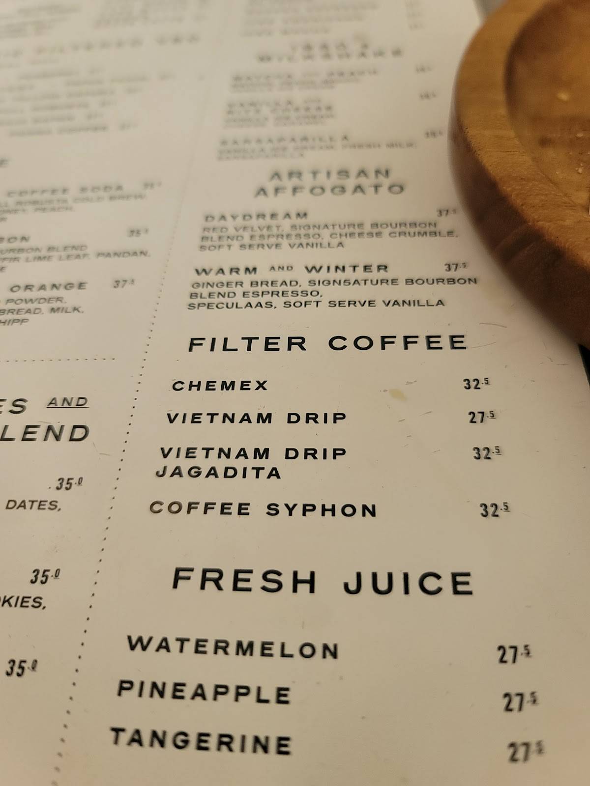 Menu at Tyler's Smoke House restaurant, Semarang