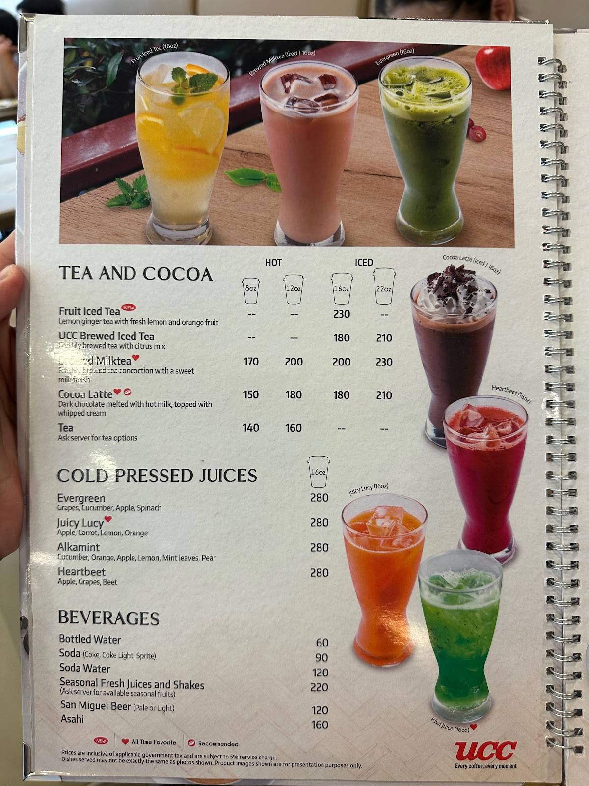 Menu at UCC Park Café cafe, Makati, Glorietta 3 Park