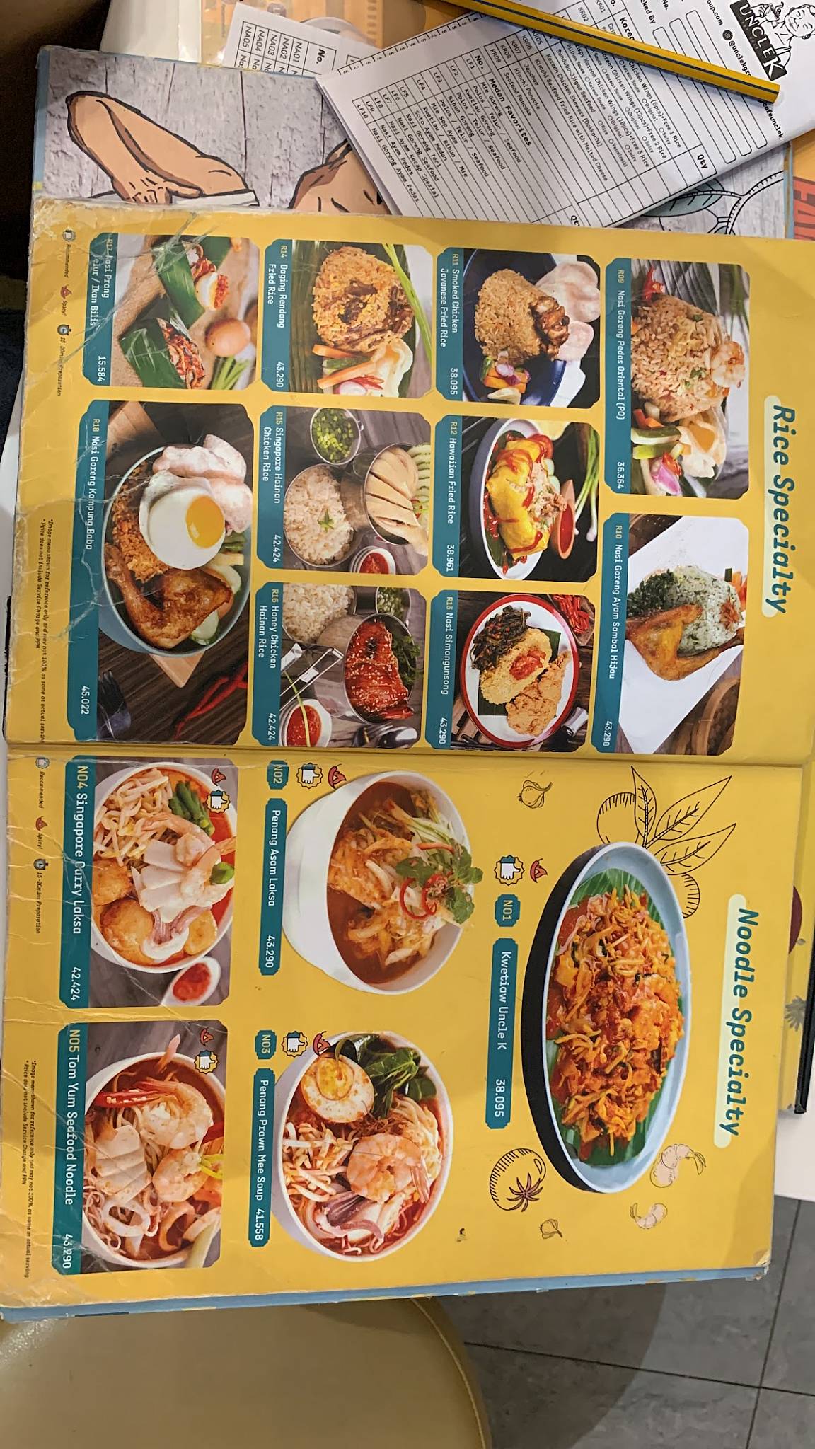 Menu at UNCLE K restaurant, Medan, Sun Plaza
