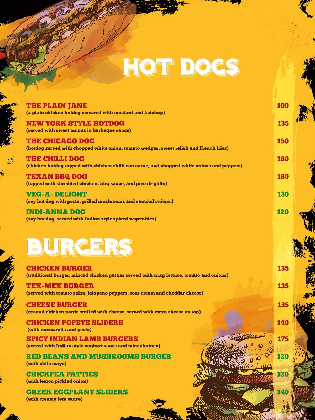 Menu at UUM, Noida