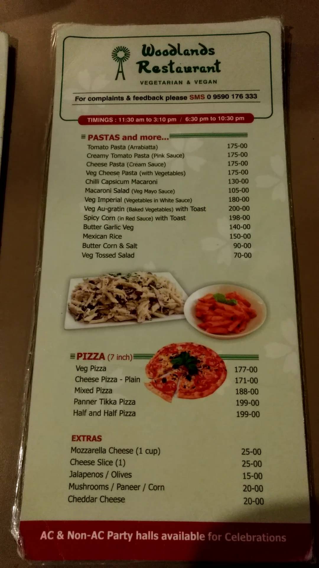 Menu at Woodlands Restaurant, Udupi, Dr. U. R. RAO Complex