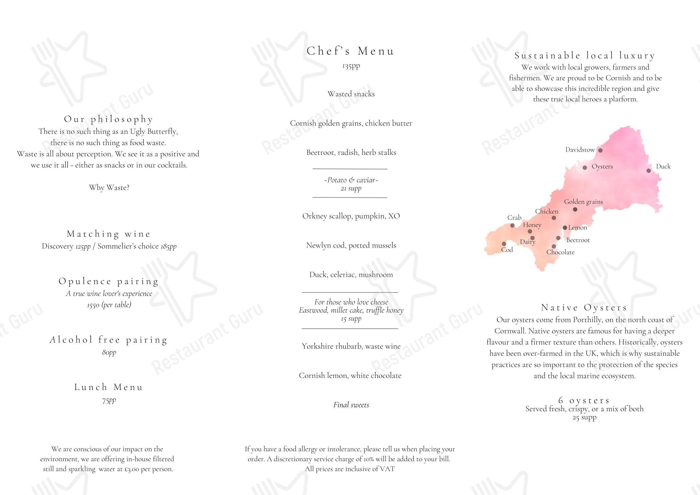 Menu at Ugly Butterfly Restaurant & Bar Cornwall, Arkengarthdale