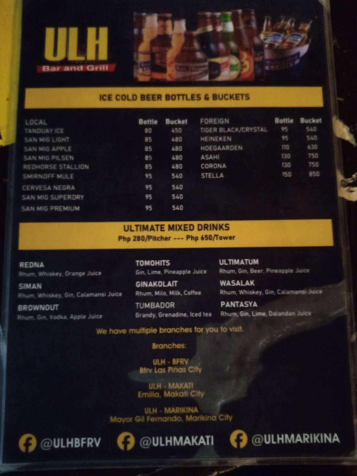 Menu at Ultimate Liempo Haus Makati pub & bar, Makati