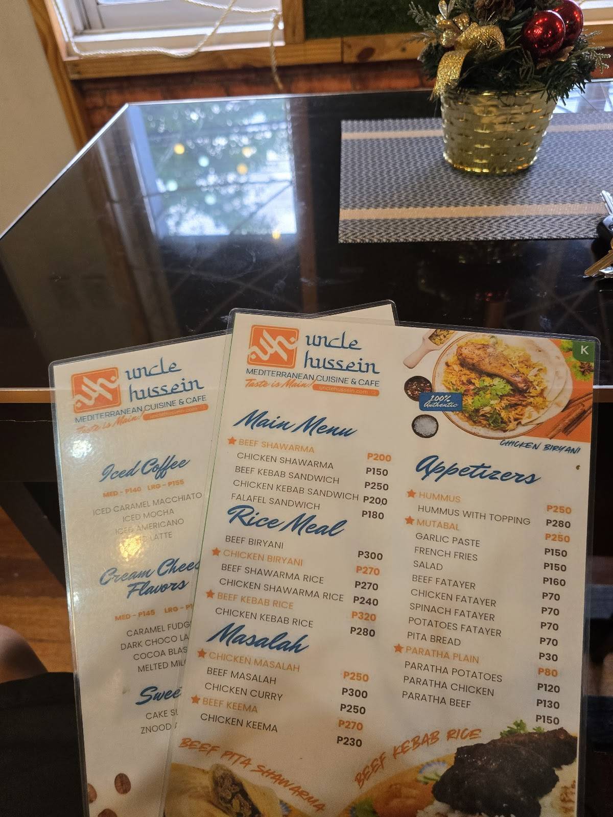Menu at Uncle Hussein Mediterranean Restaurant & Cafe, Quezon City
