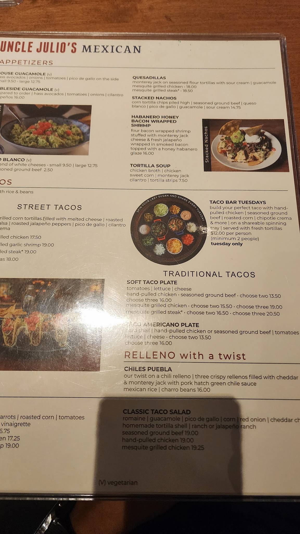 Menu at Uncle Julio's Mexican From Scratch restaurant, Orland Park ...