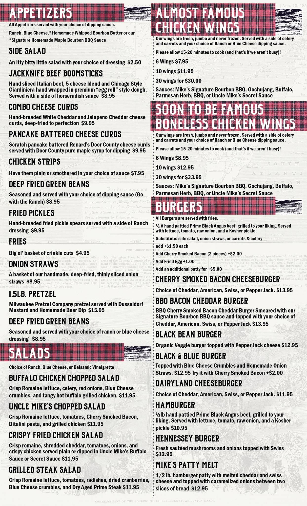 Menu at Uncle Mike's Highway Pub, Kenosha