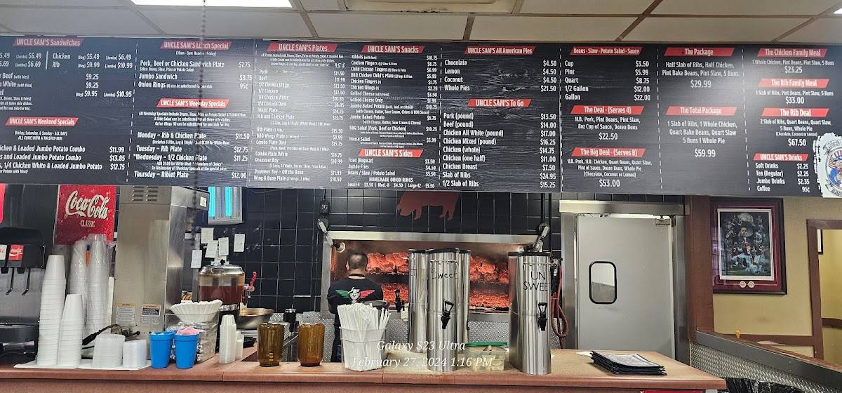 Menu at Uncle Sams Bbq, Hueytown