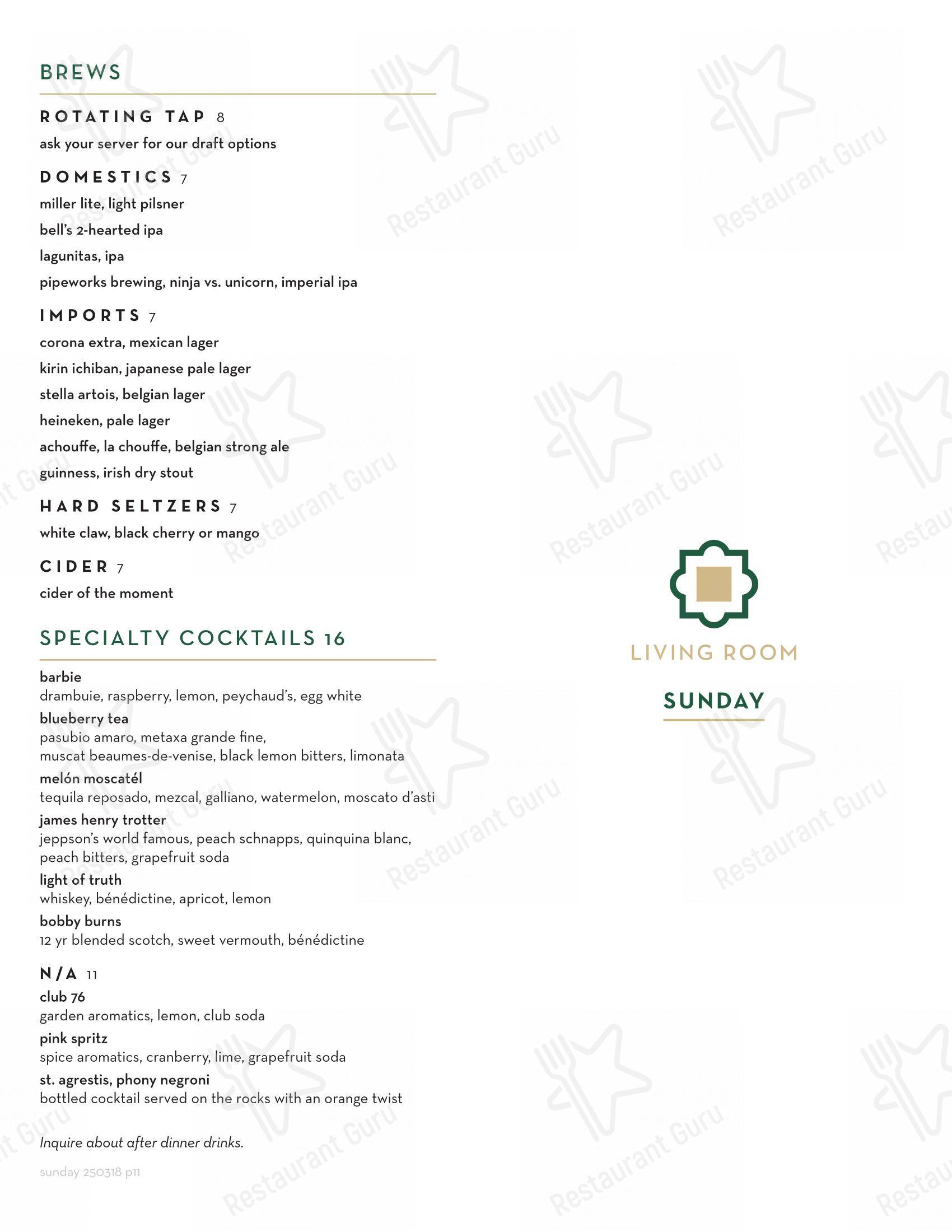 Menu at University Club of Chicago, Chicago