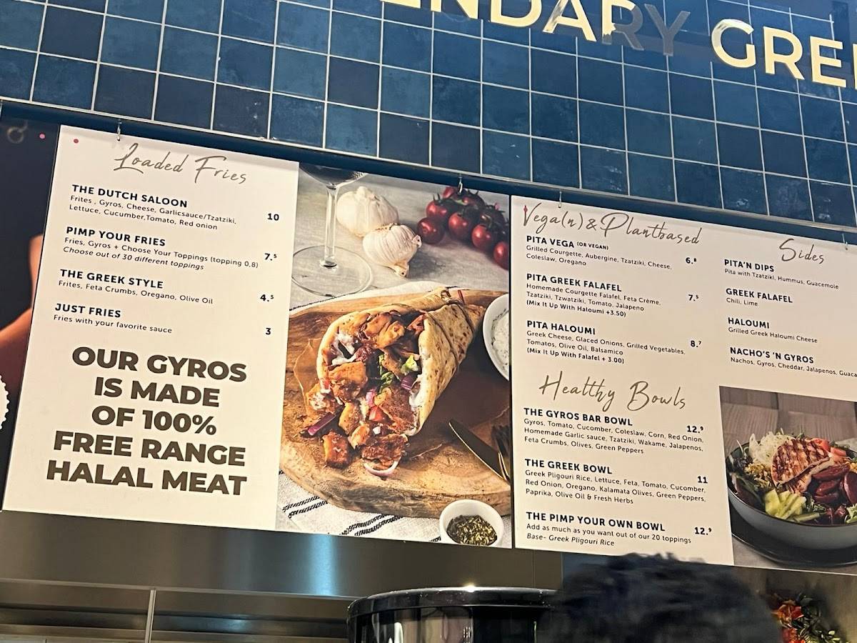 Menu at The Gyros Bar, Utrecht