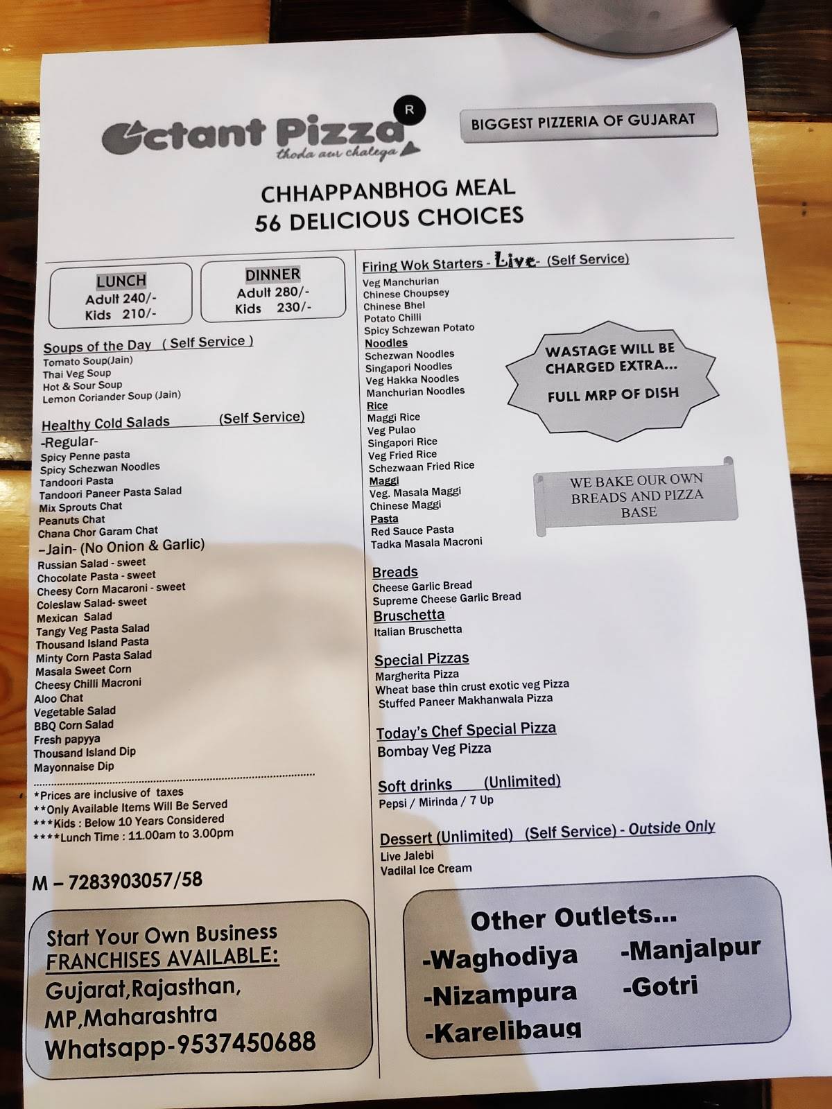 Menu at Octant Pizza, Vasna, Vadodara, Ground Floor