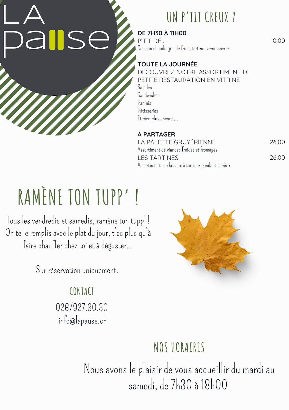 Menu da La Pause, Val-de-Charmey