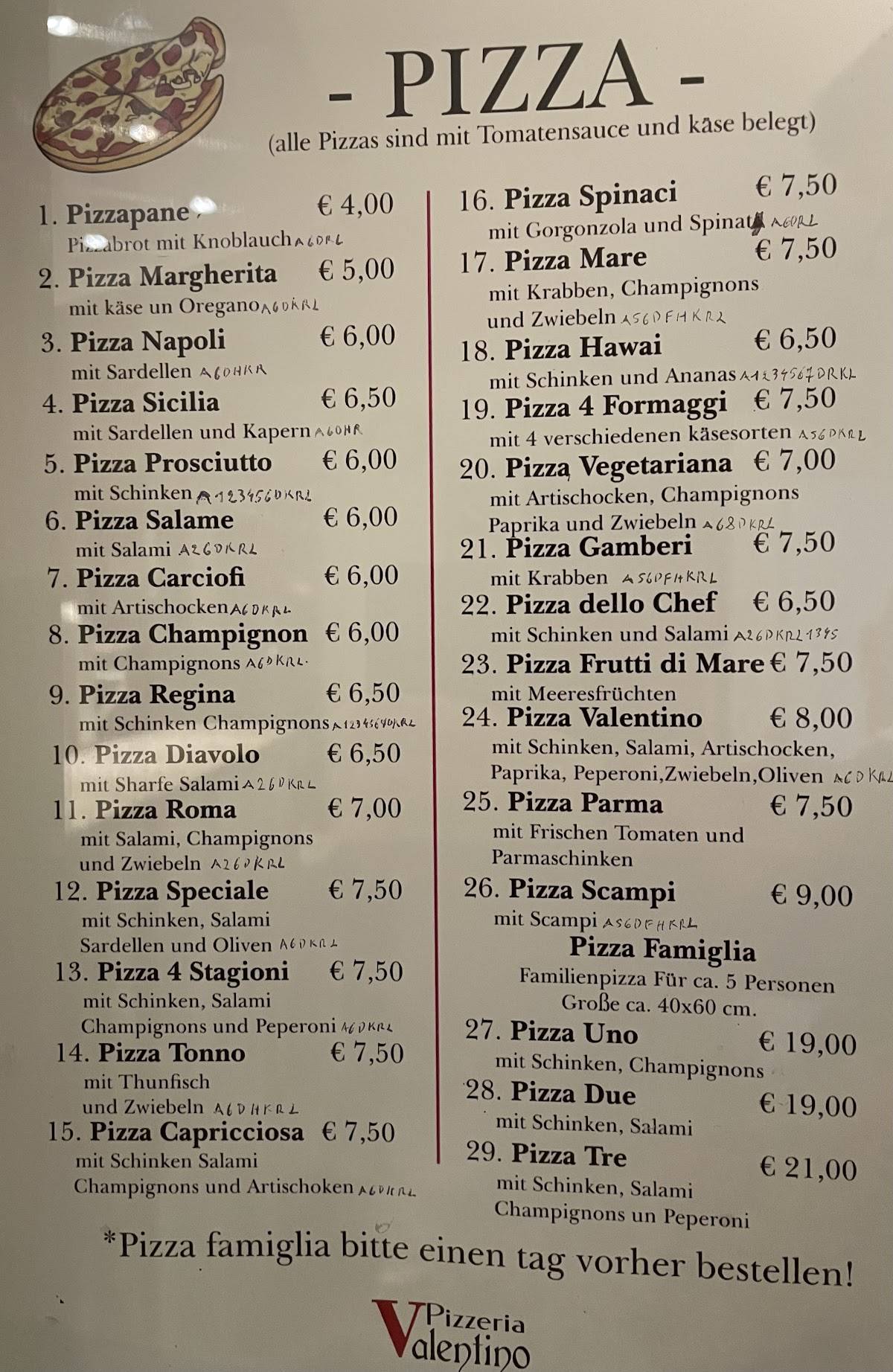 Menu at Valentino Pizza Eis, Geisenhausen