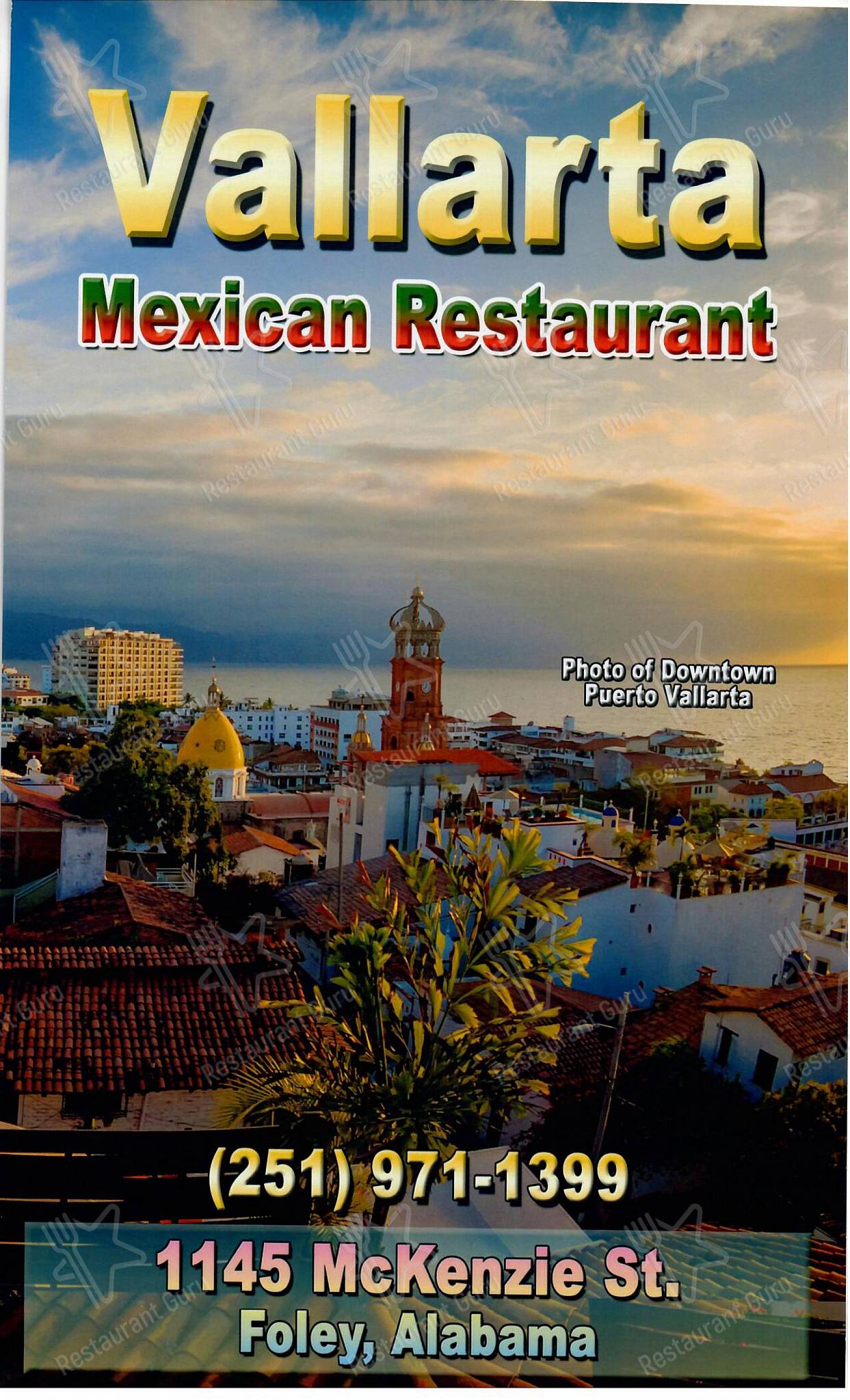 Menu at Vallarta Mexican Restaurant, Foley