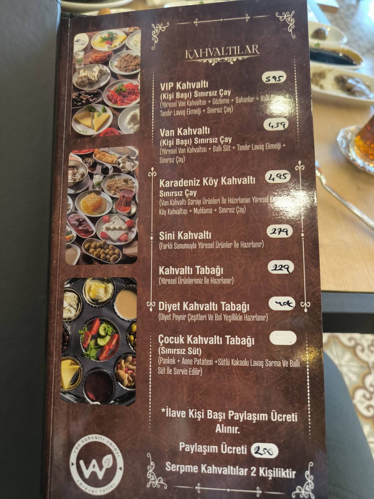 Menu at Van Kahvaltı Sarayı Ankara restaurant, Ankara