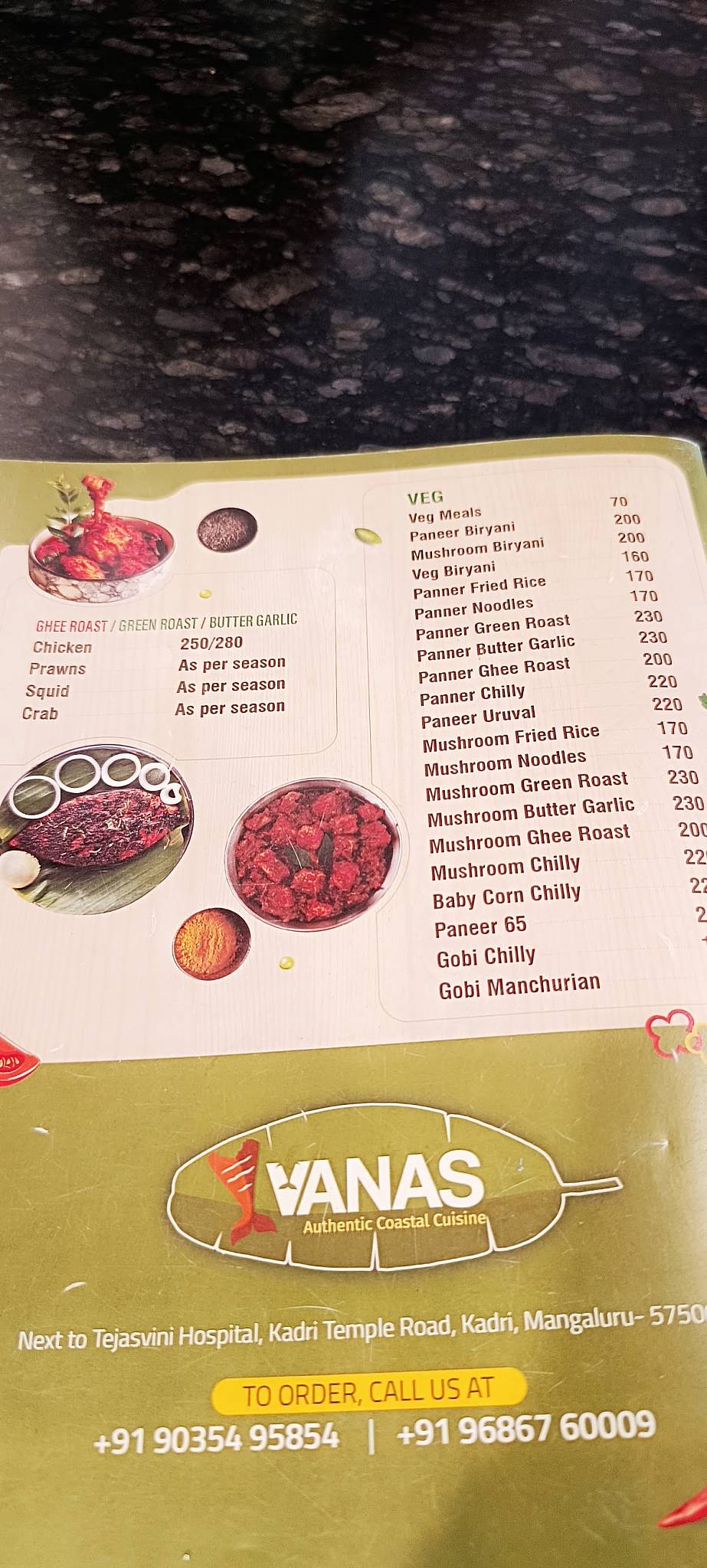 Menu at Vanas Mangalore - Authentic Coastal Cusine, Mangaluru