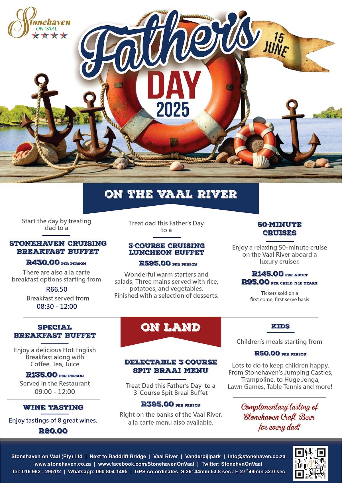 Menu at Stonehaven on Vaal restaurant, Vanderbijlpark