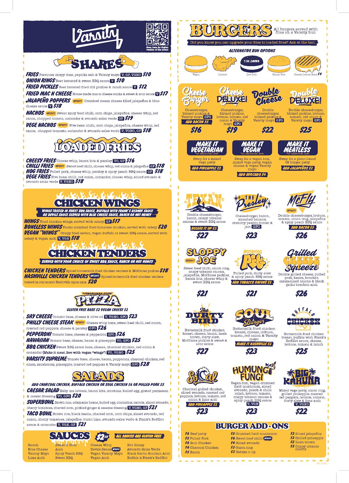 Menu at Varsity Innaloo pub & bar, Woodlands