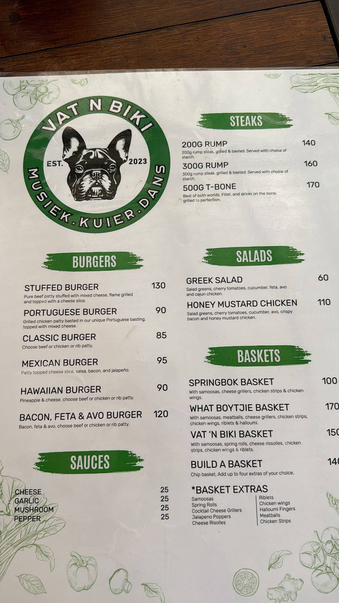 Menu at Vat N Biki Pub Krugersdorp, Krugersdorp