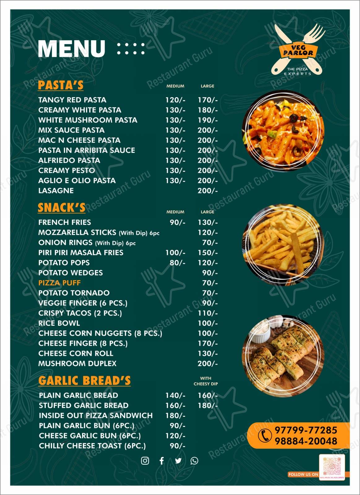 Menu at Veg Parlour The pizza experts, Goraya