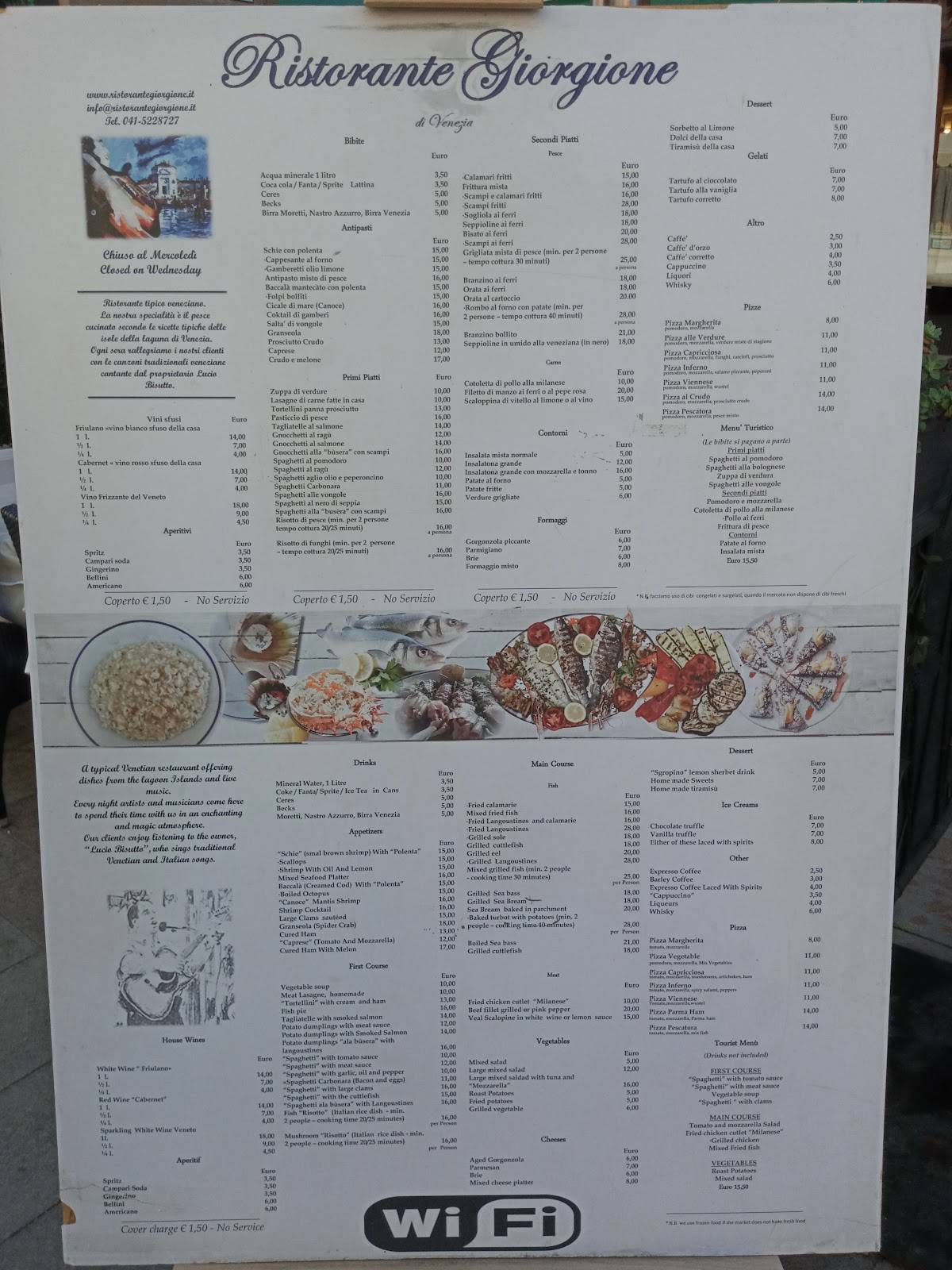 Menu da Ristorante Giorgione Snc, Venezia