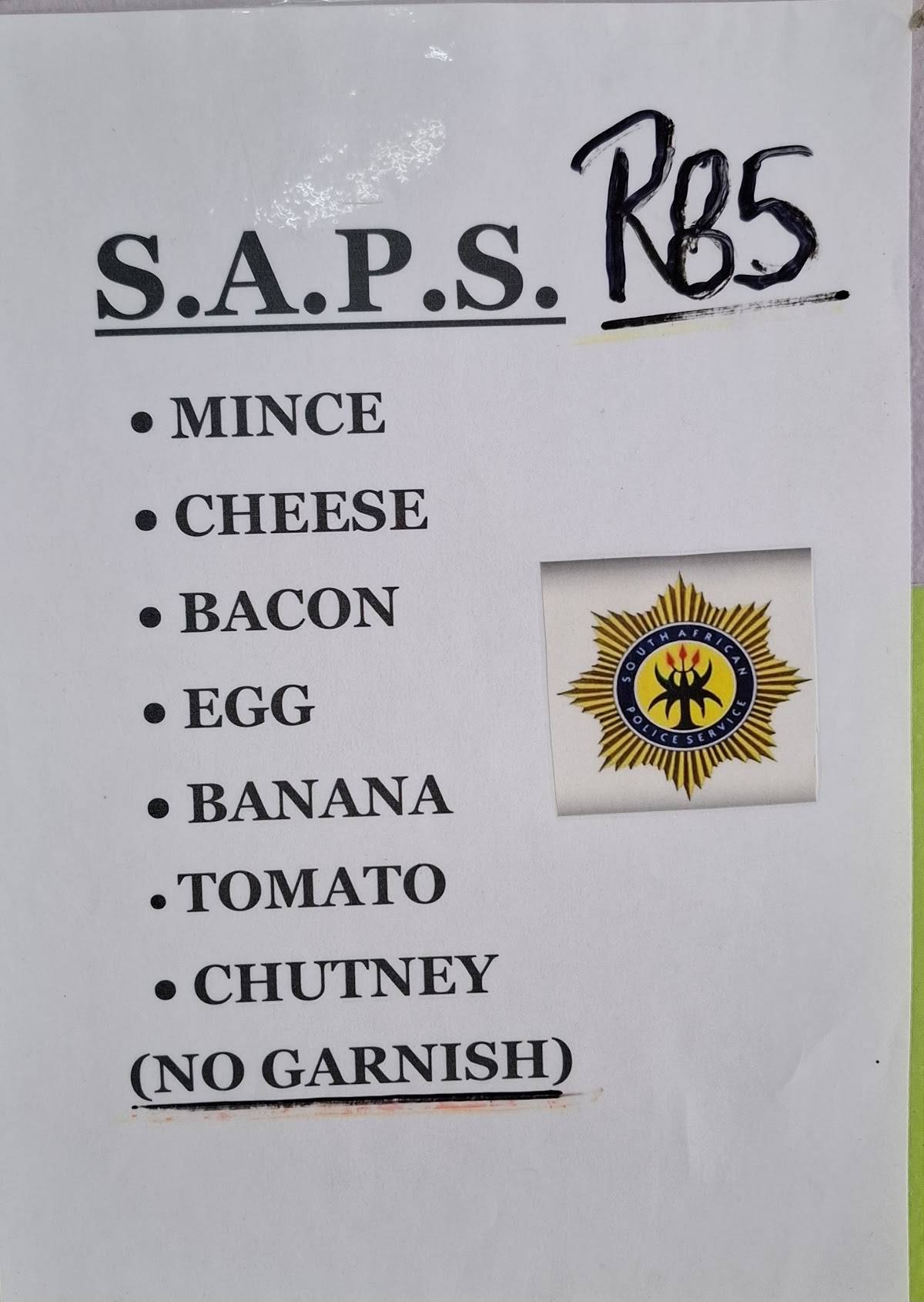 Menu at Vetkoek Paleis restaurant, Roodepoort, 37A Anstruther St