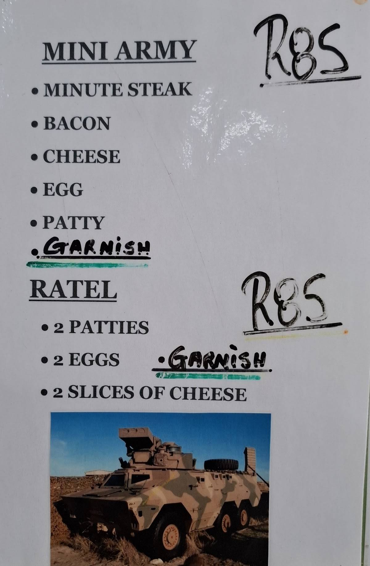 Menu at Vetkoek Paleis restaurant, Roodepoort, 37A Anstruther St