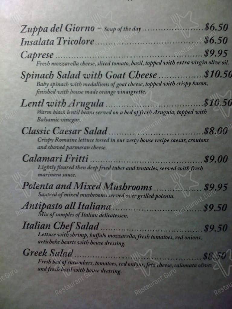 Menu at Via Roma Italian Restaurant, Hot Springs