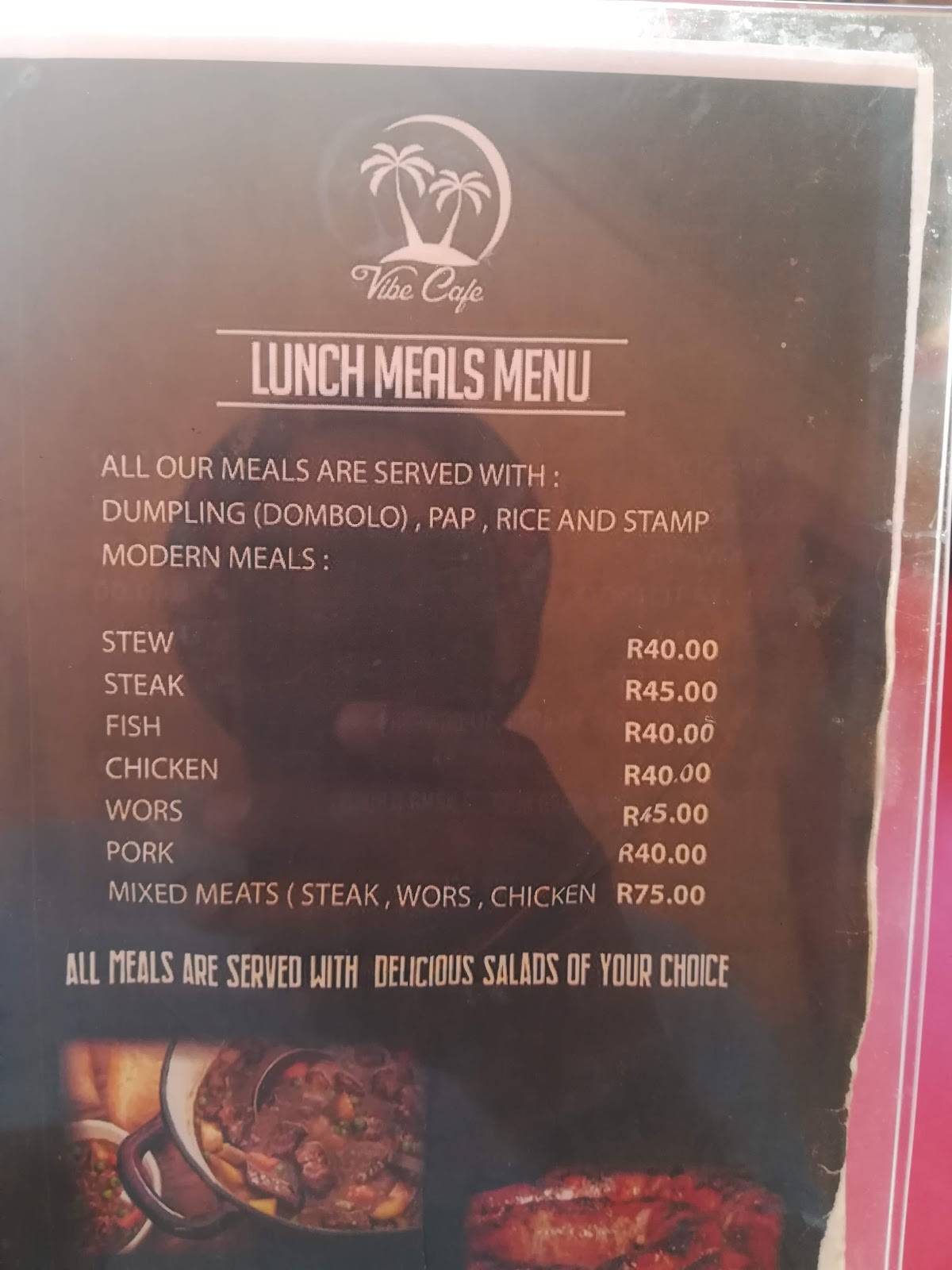 Menu at Vibe Cafe, Mabopane