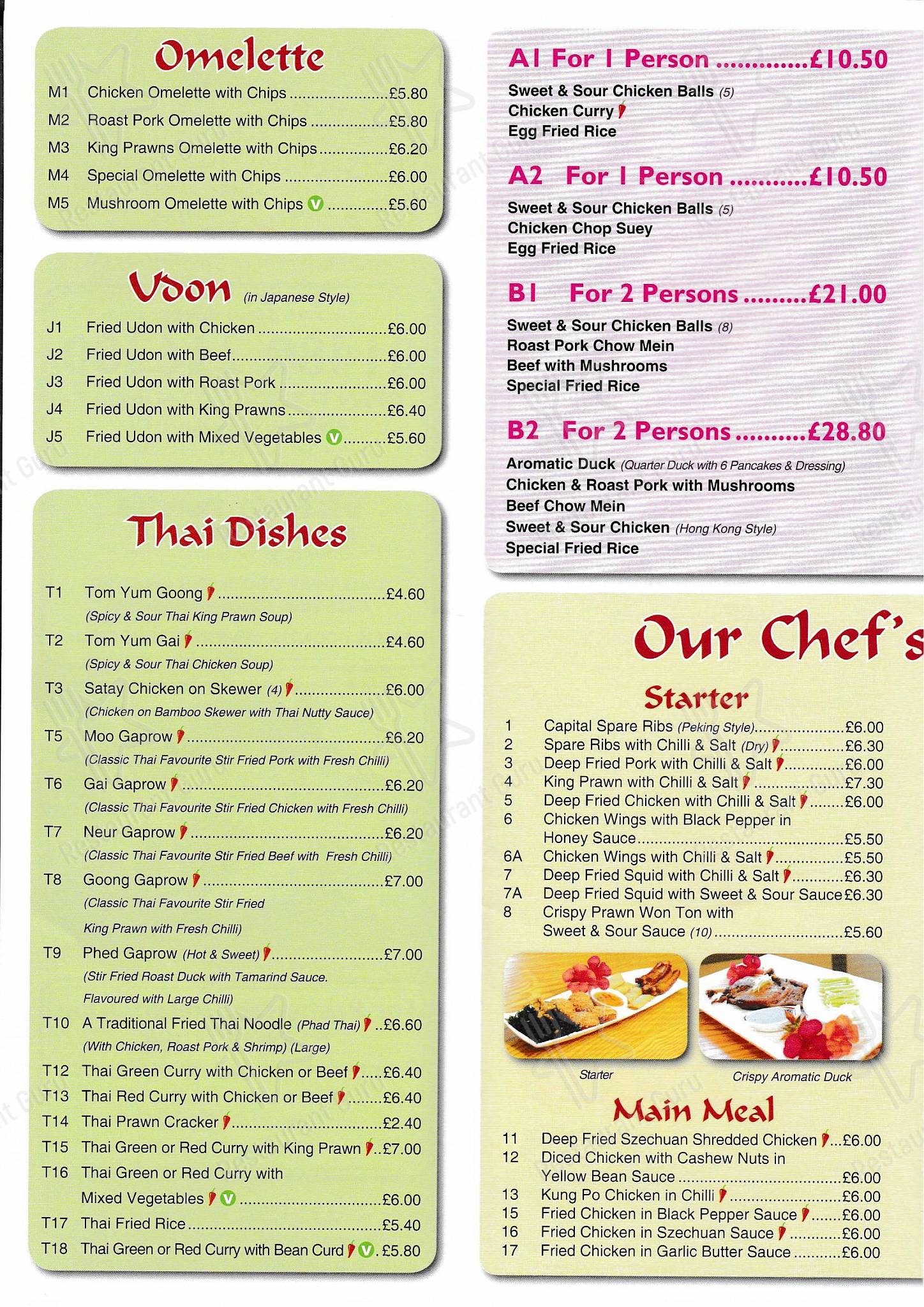 Menu at Victor Chan Oriental Cuisine restaurant, Saint Neots