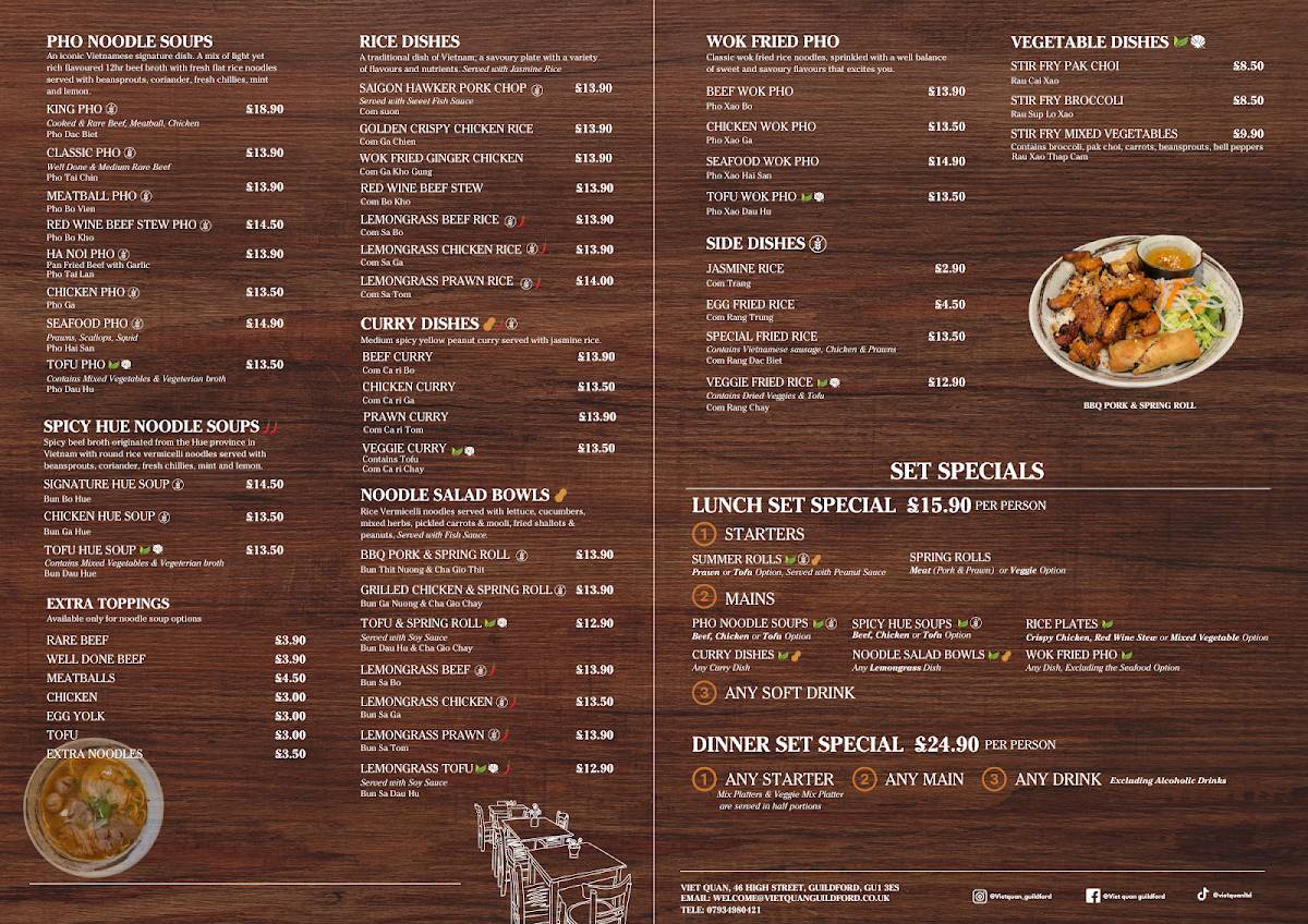 Menu at Sen Viet Quan Guildford restaurant, Guildford