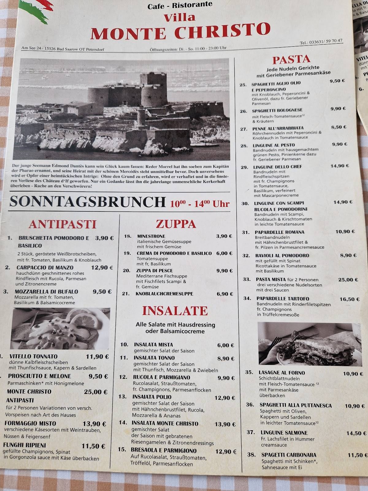 Villa monte menu store
