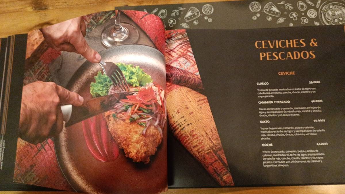 Carta de Moche Restaurante Cocina Peruana, Villavicencio