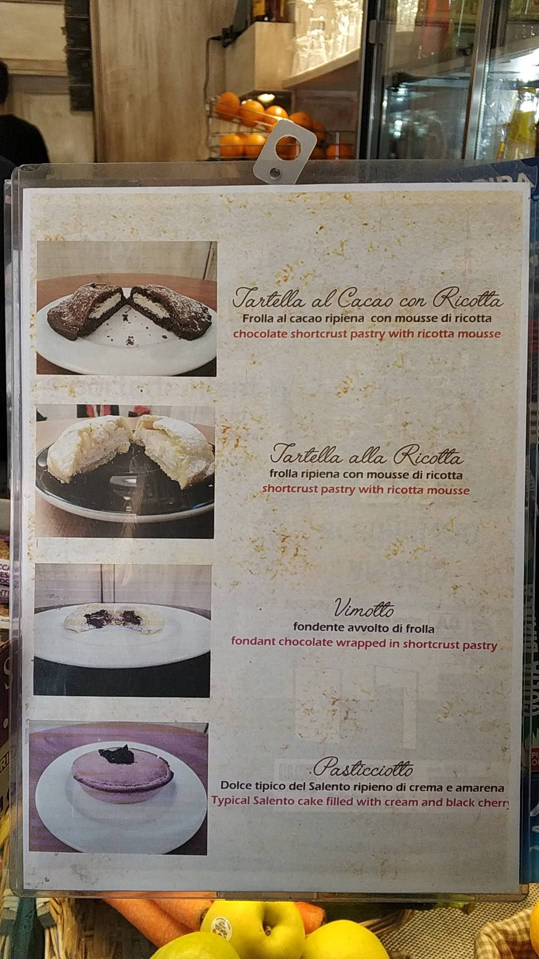 Menu at Vimì Cafè Roma cafe, Rome