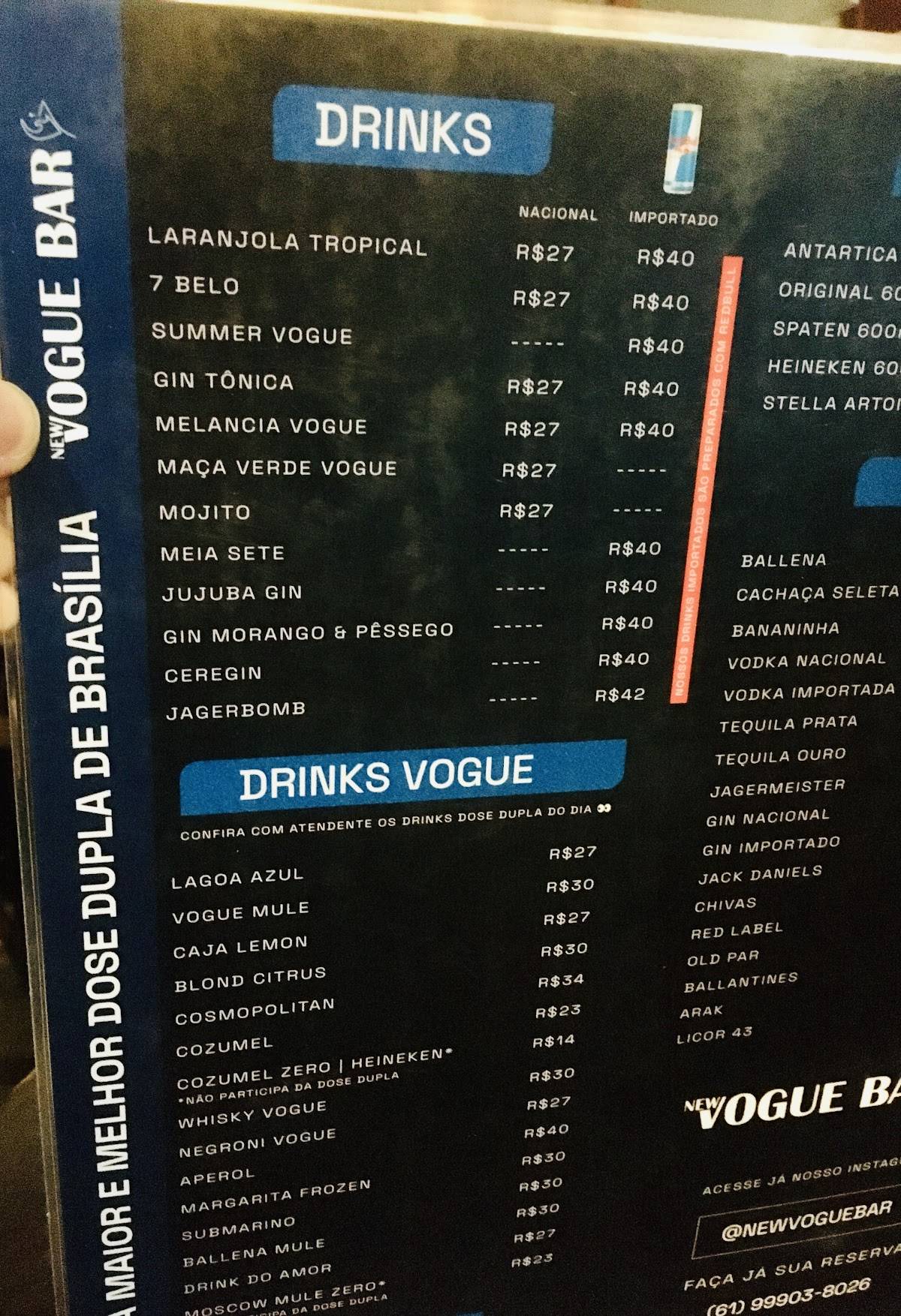 Carta de Vogue Bar, Brasília