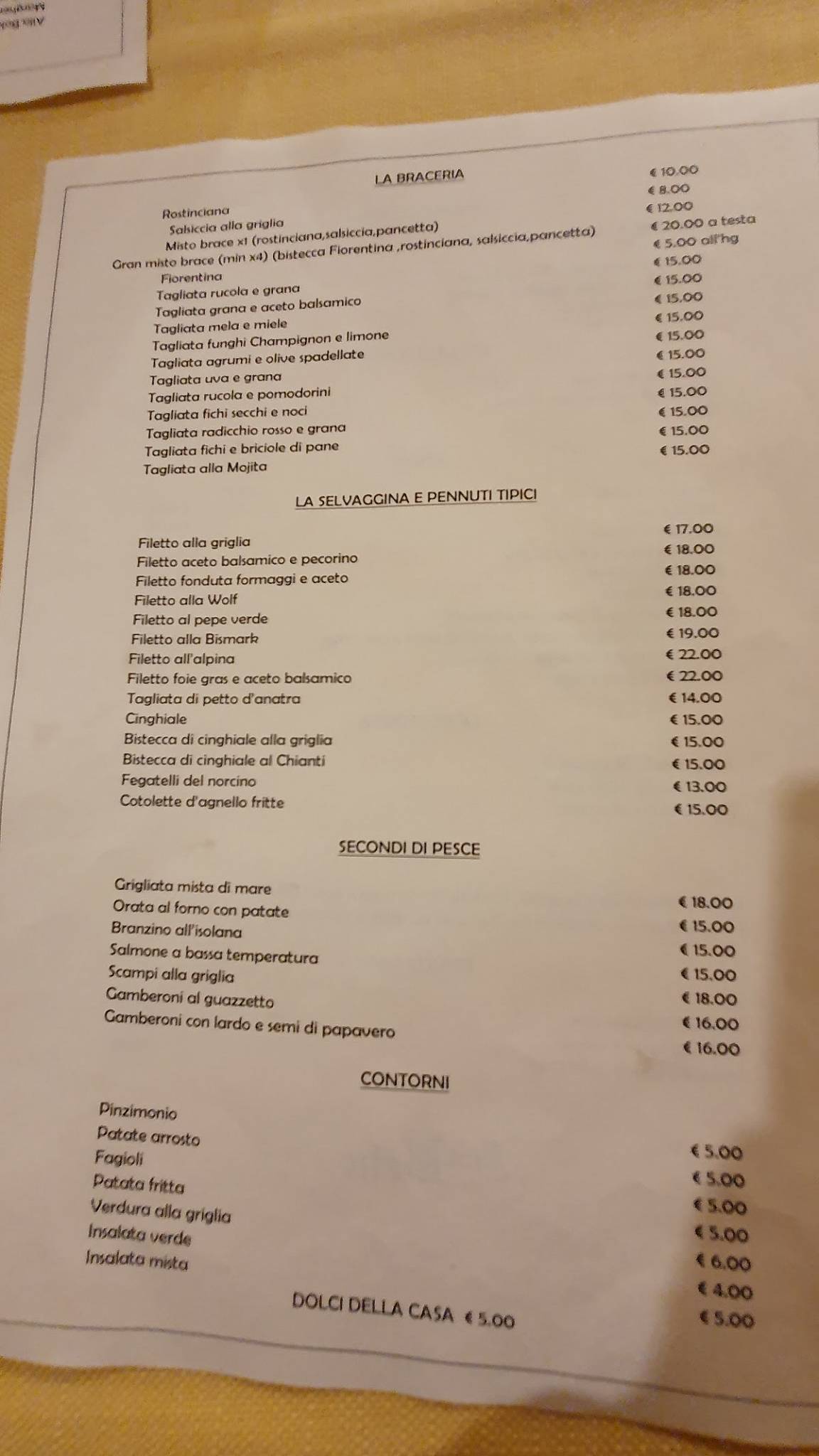 Menu da Don Beta ristorante, Volterra