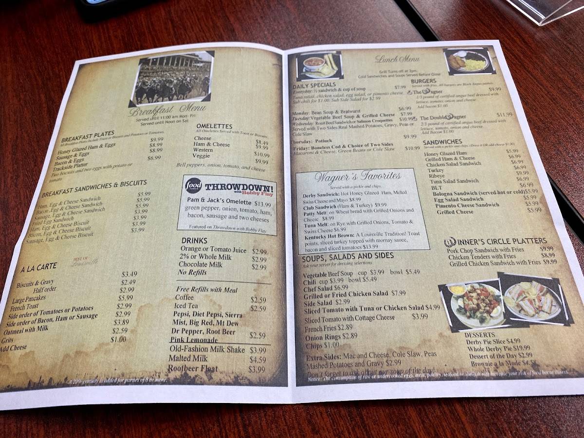 Menu at Wagner's Pharmacy restaurant, Louisville