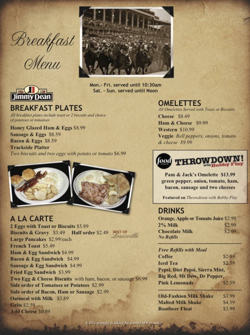 Menu at Wagner's Pharmacy restaurant, Louisville