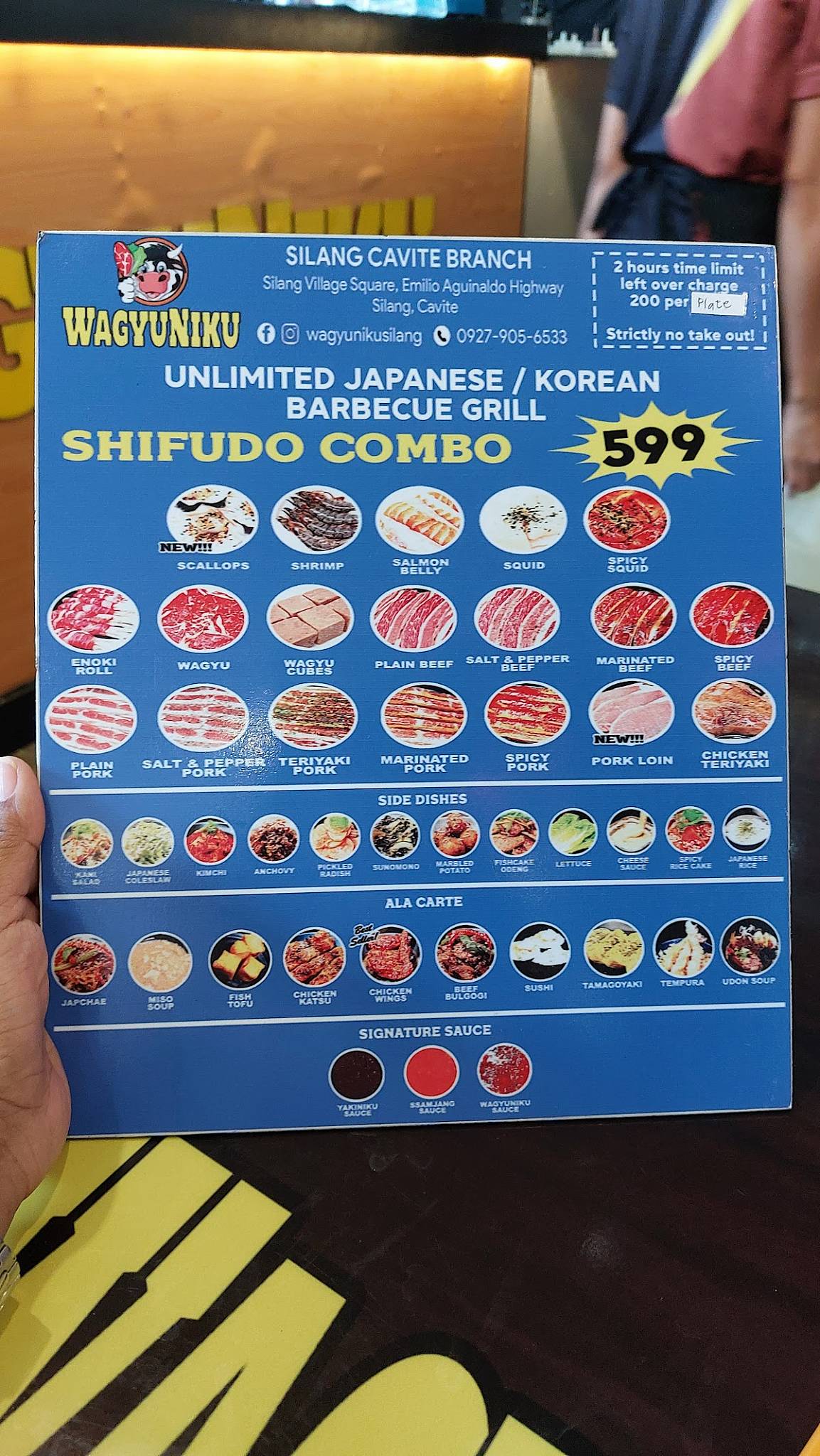 Carta del restaurante Wagyuniku Silang, Silang