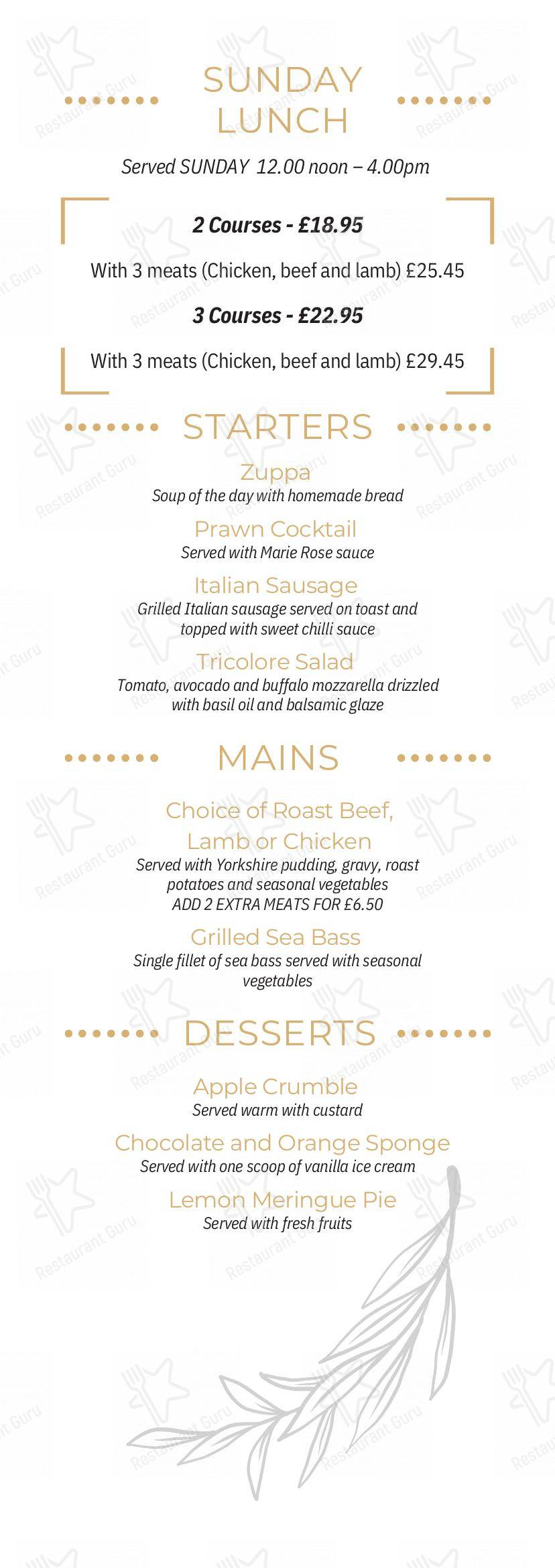 Menu at Capri @ The Vine restaurant, Wakefield