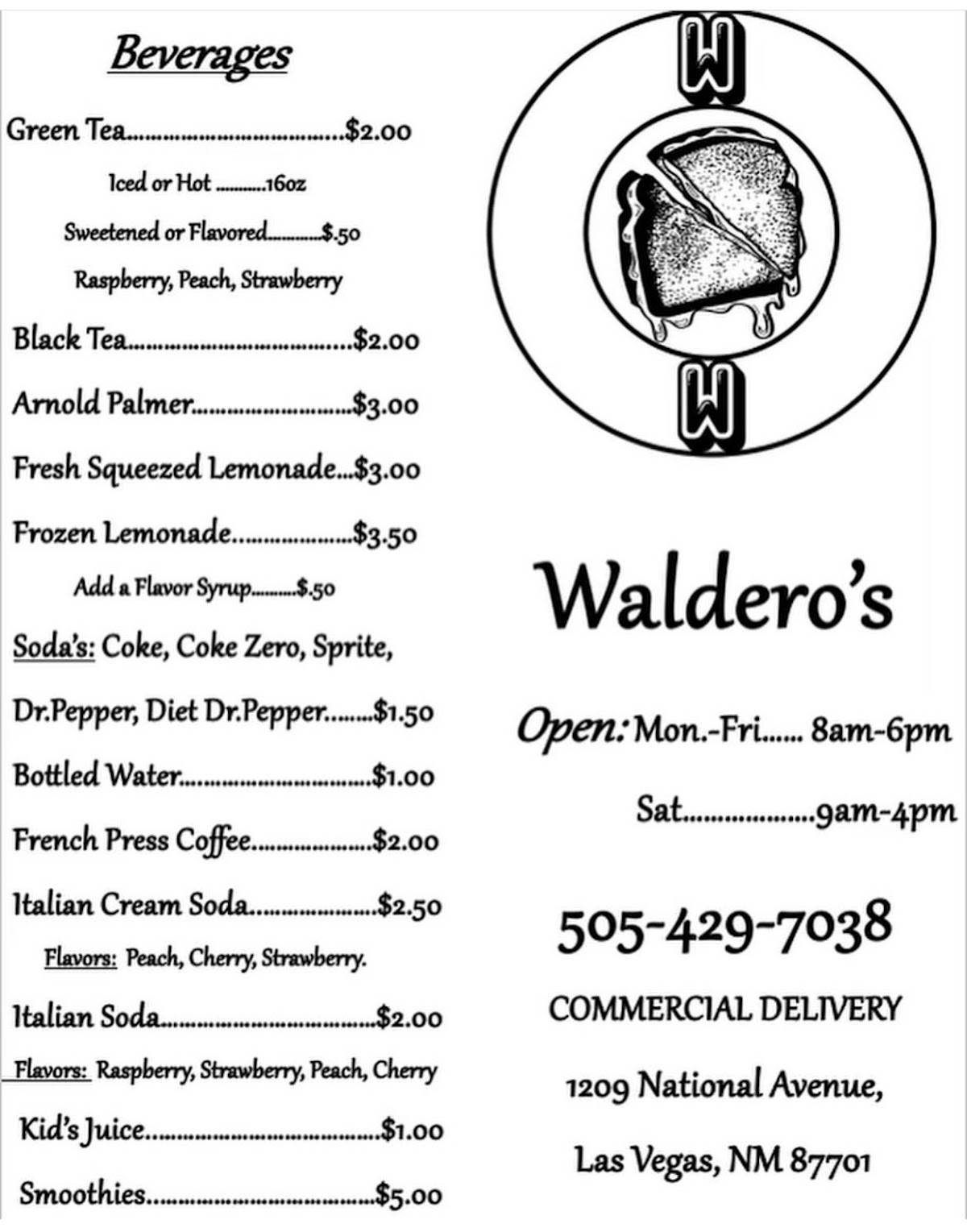 Menu at Waldero's Wich's LTD. Company pub & bar, Las Vegas