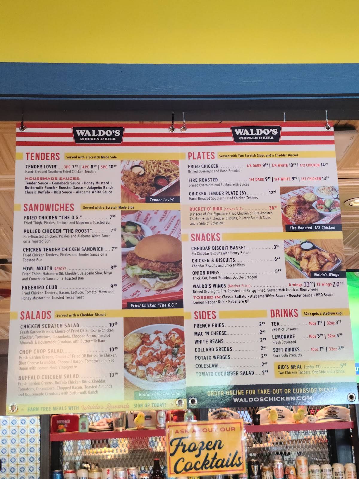 Menu at Waldo's Chicken & Beer restaurant, Nashville, 4th Ave N #103