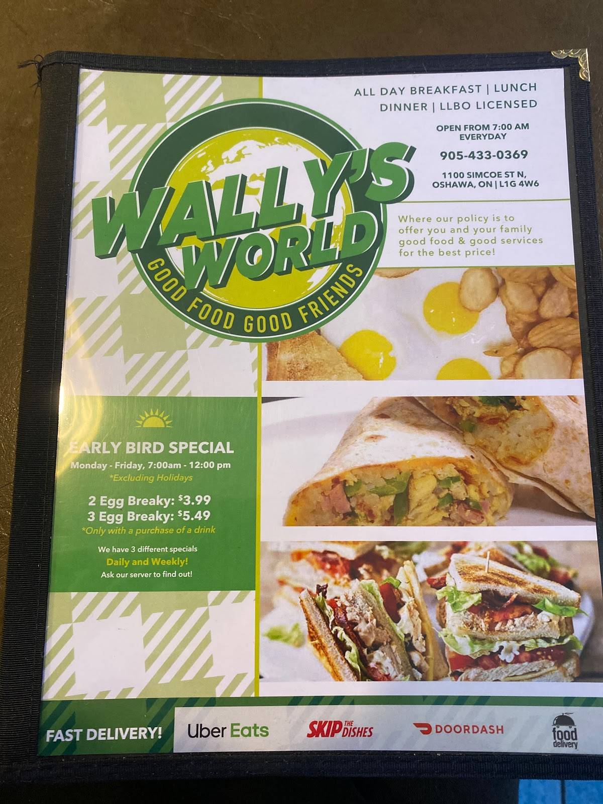 Menu at Wally's World restaurant, Oshawa