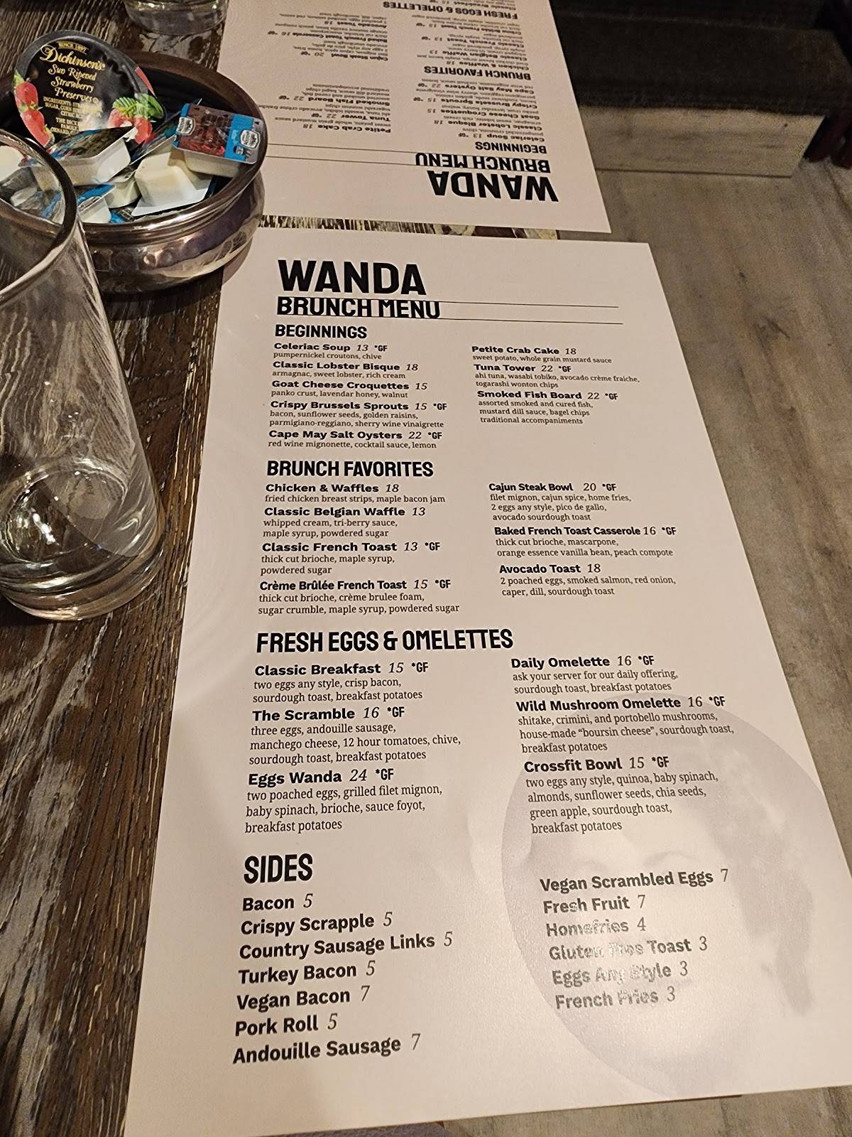 Menu at Wanda BYOB restaurant, Haddonfield, Inside The Shops at 116
