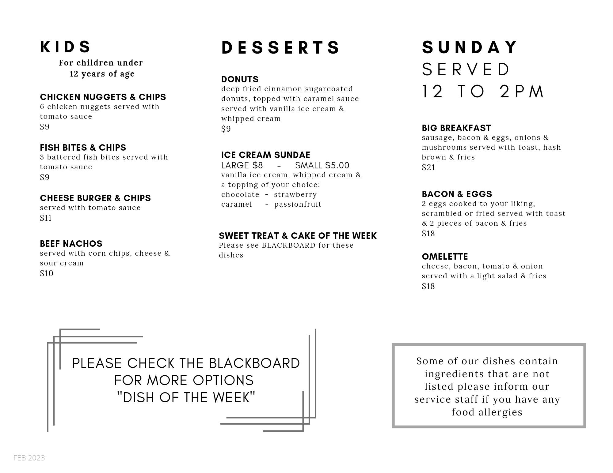 Menu at Wanganui East Club & Traxs Restaurant, Whanganui