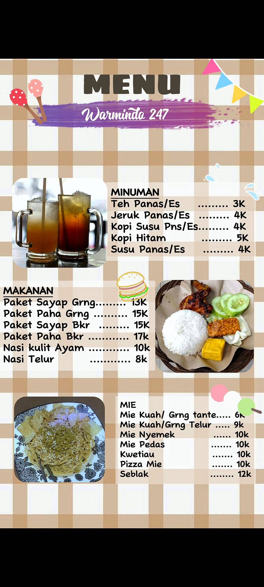 Menu at Warmindo & Kedai Makan Emperan RB food pub & bar, Salatiga